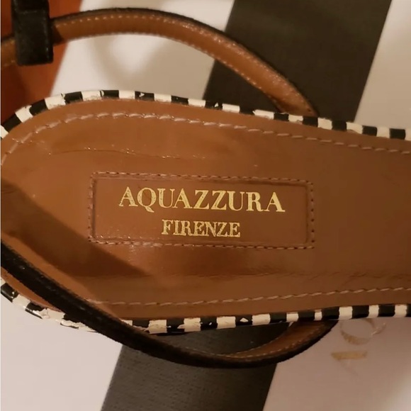 Aquazzura | Shoes | Aquazzura Sandals In White And Black Suede And ...